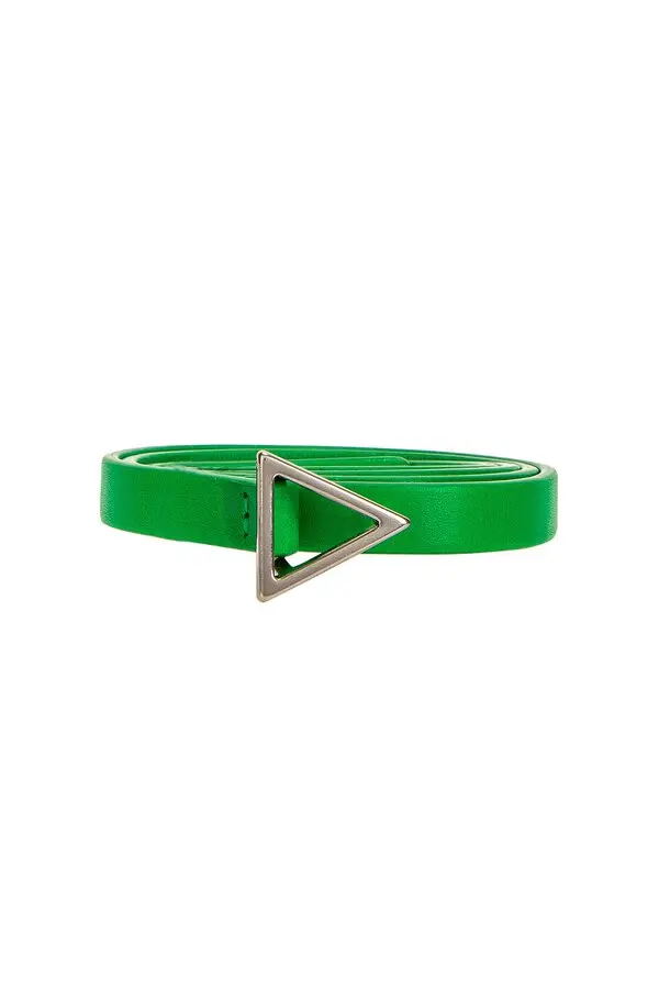 Bottega Veneta Leather Triangle Belt - Parakeet & Silver