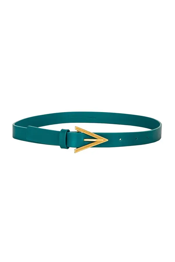 Bottega Veneta Leather Triangle Belt - Mallard & Gold