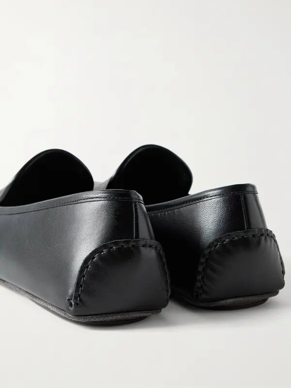 Manolo Blahnik Mayfair Leather And Suede Slippers