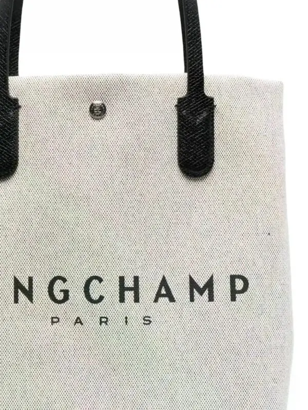 Longchamp Logo Print Canvas Tote Bag