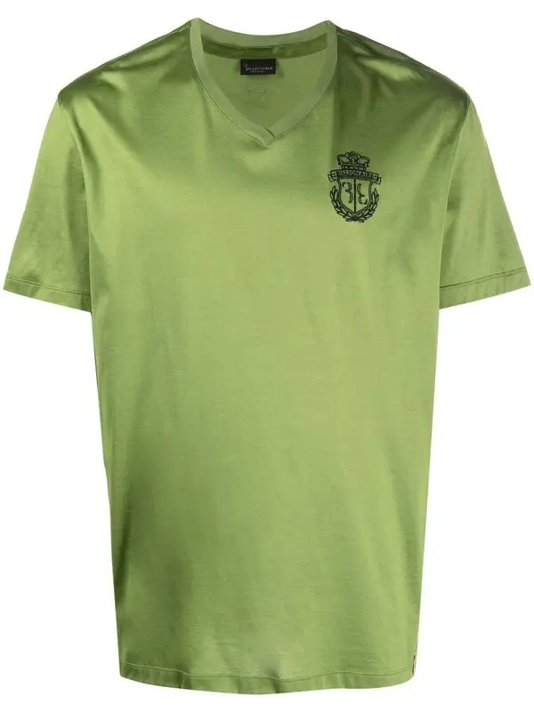 BILLIONAIRE Crest-embroidered V-neck T-shirt