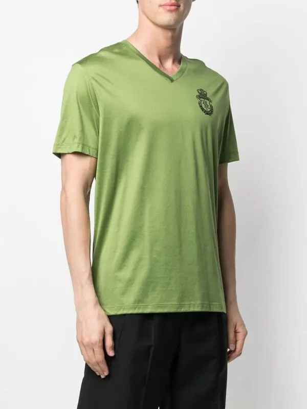 BILLIONAIRE Crest-embroidered V-neck T-shirt