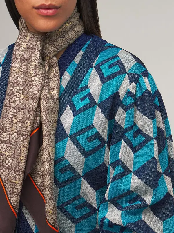 Gucci Gg & Horsebit Print Silk Scarf