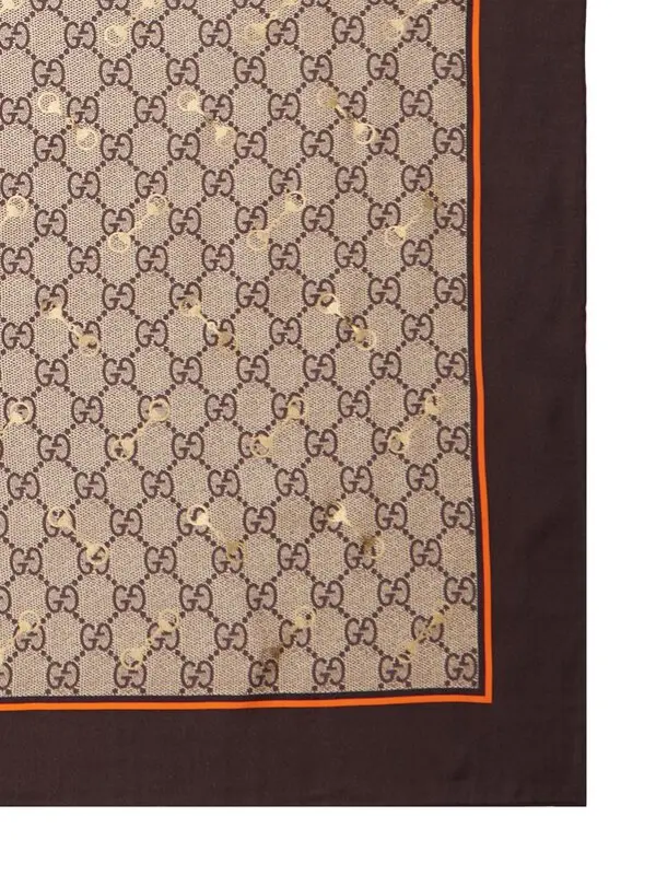 Gucci Gg & Horsebit Print Silk Scarf