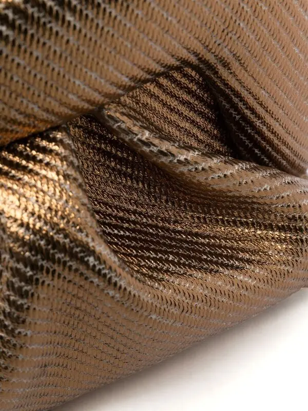 THEMOIRE Woven-effect Metallic Clutch Bag