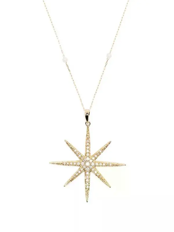 Mizuki 14kt Yellow Diamond And Pearl Star Chain Necklace - Gold