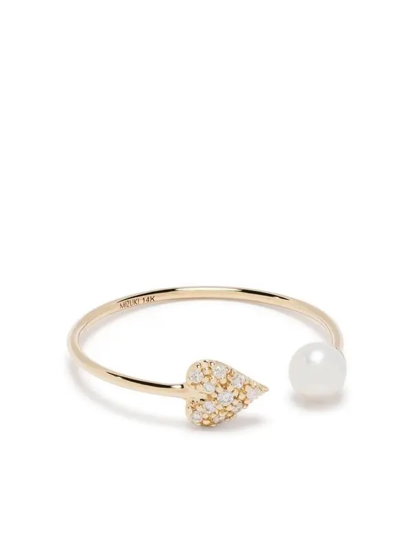 Mizuki 14kt Yellow Diamond And Pearl Ring - Gold
