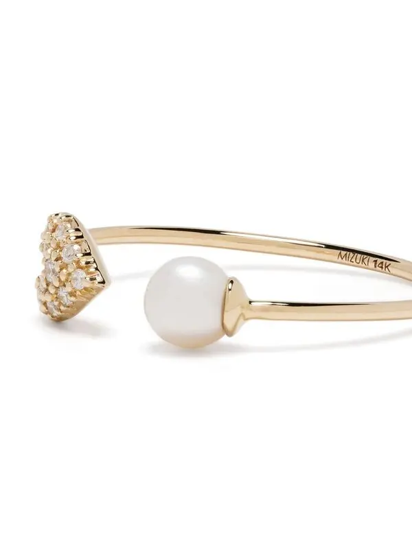 Mizuki 14kt Yellow Diamond And Pearl Ring