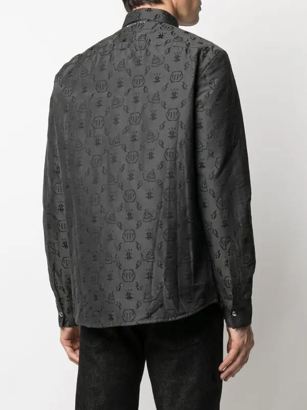 Philipp Plein Monogram Embroidery Long-sleeved Shirt
