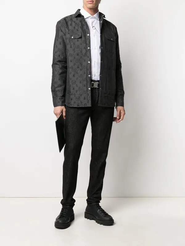 Philipp Plein Monogram Embroidery Long-sleeved Shirt