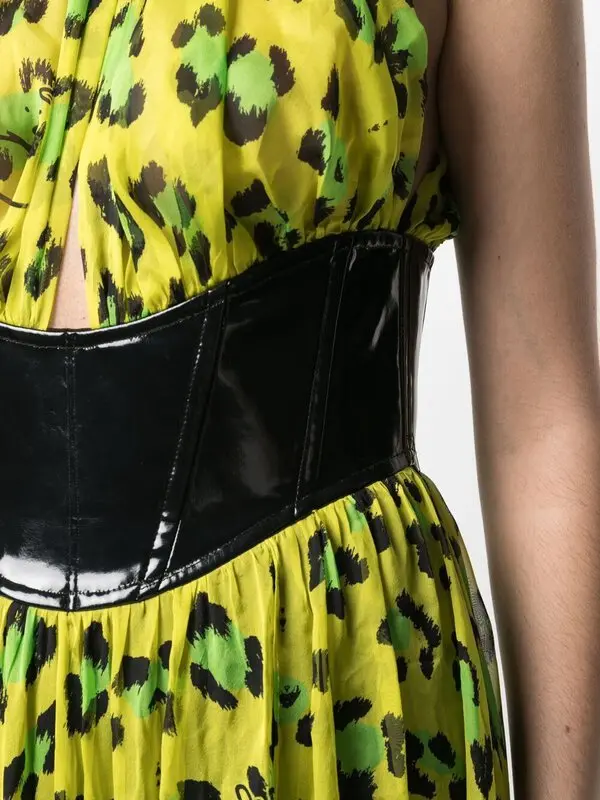 Philipp Plein Leopard-print Halterneck Maxi Dress - Green