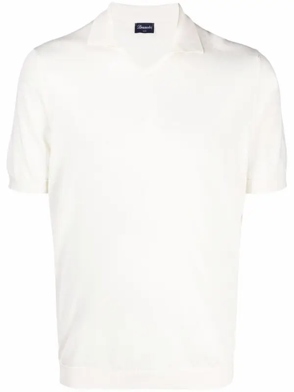 DRUMOHR Pointed-collar Cotton T-shirt - Neutrals
