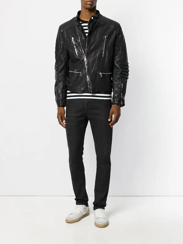Neil Barrett Zipped Buffalo Leather Jacket