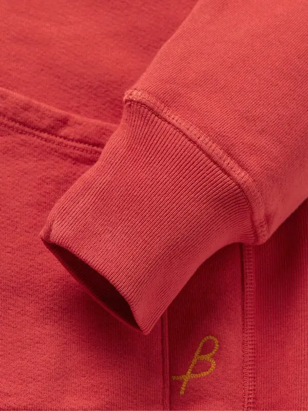 Birdwell Cayucos Loopback Cotton-Jersey Hoodie In Red - 50% Off