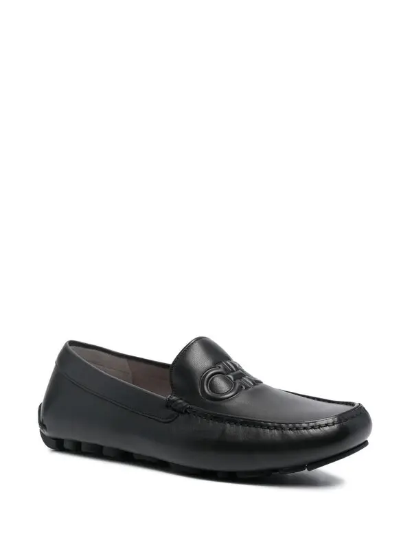 FERRAGAMO Embossed Gancini Loafers