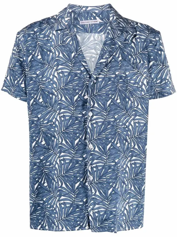 DANIELE ALESSANDRINI Leaf-print Short-sleeved Shirt