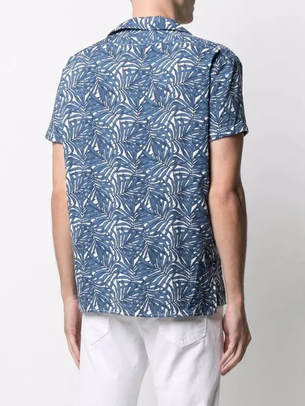 DANIELE ALESSANDRINI Leaf-print Short-sleeved Shirt