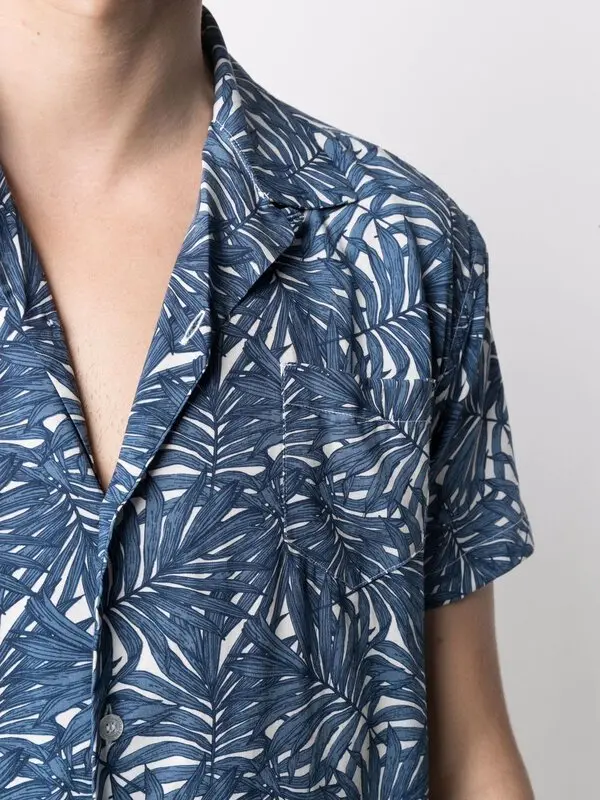 DANIELE ALESSANDRINI Leaf-print Short-sleeved Shirt