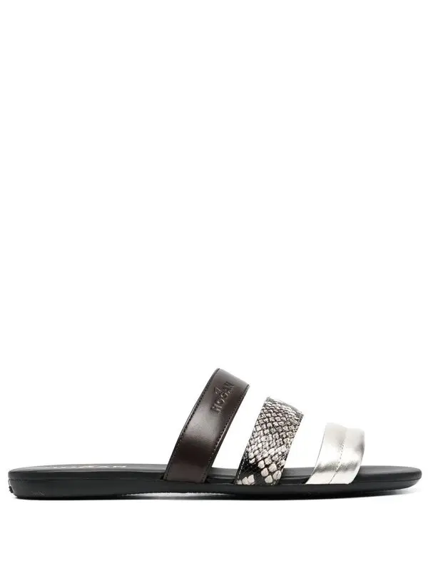 Hogan Valencia Contrast Leather-strap Sandals - Brown