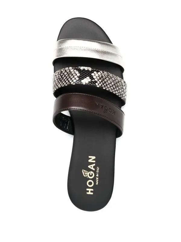 Hogan Valencia Contrast Leather-strap Sandals