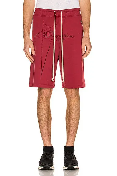 Rick Owens Classic Jersey Shorts In Red In Cherry - 70% Off