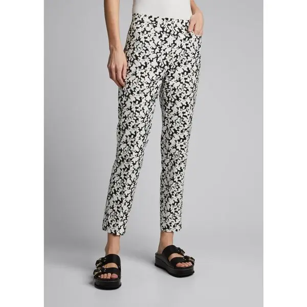 Akris Franca Magnolia-print Cotton Ankle Pants