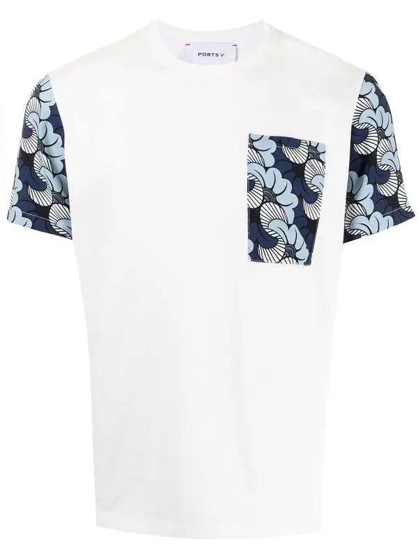 PORTS V Floral-print Panelled T-shirt - White