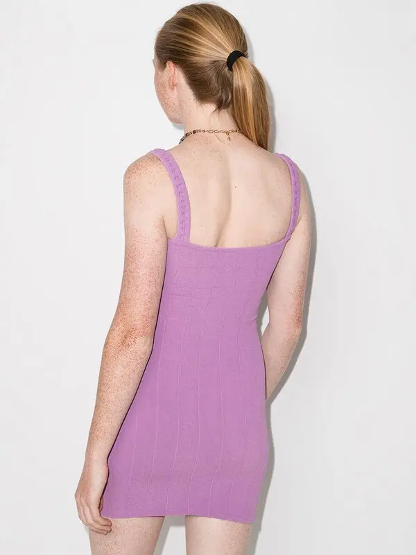 hunza g purple dress HUNZA G Hunza G x Helena Christensen - Crinkled-Knit Tank Dress