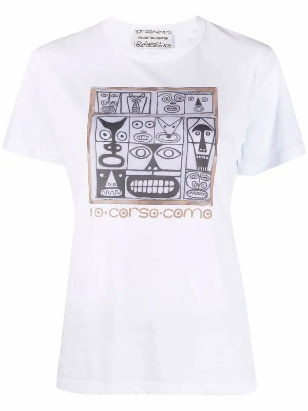 10 CORSO COMO Faces-print Cotton T-shirt