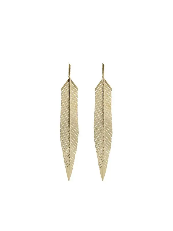 CADAR 18kt Yellow Feather Drop Earrings - Gold