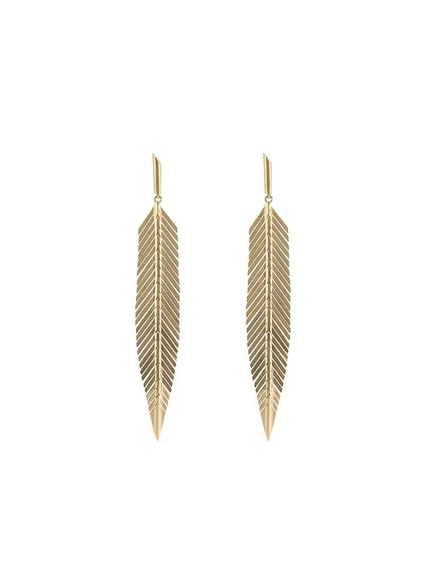 CADAR 18kt Rose Feather Drop Earrings - Gold