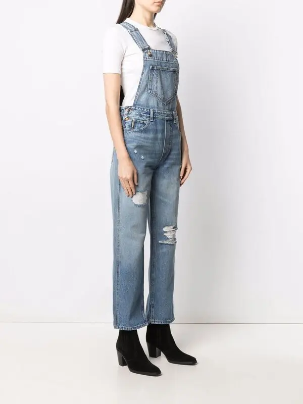 GANNI Distressed Denim Dungarees