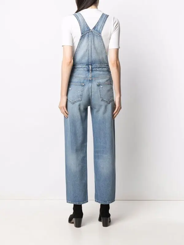 GANNI Distressed Denim Dungarees