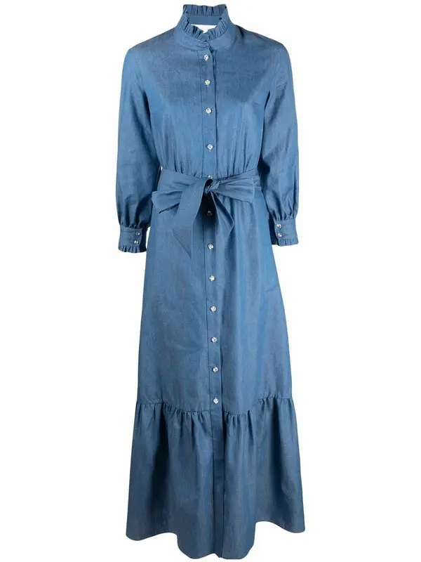 Borgo De Nor Denim Maxi Dress In Blue - 38% Off | Editorialist