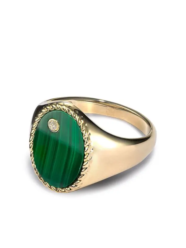 Yvonne Léon 9kt Yellow Malachite Signet Ring - Gold