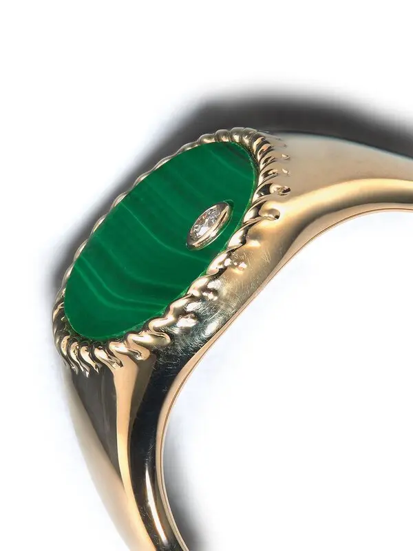 Yvonne Léon 9kt Yellow Malachite Signet Ring
