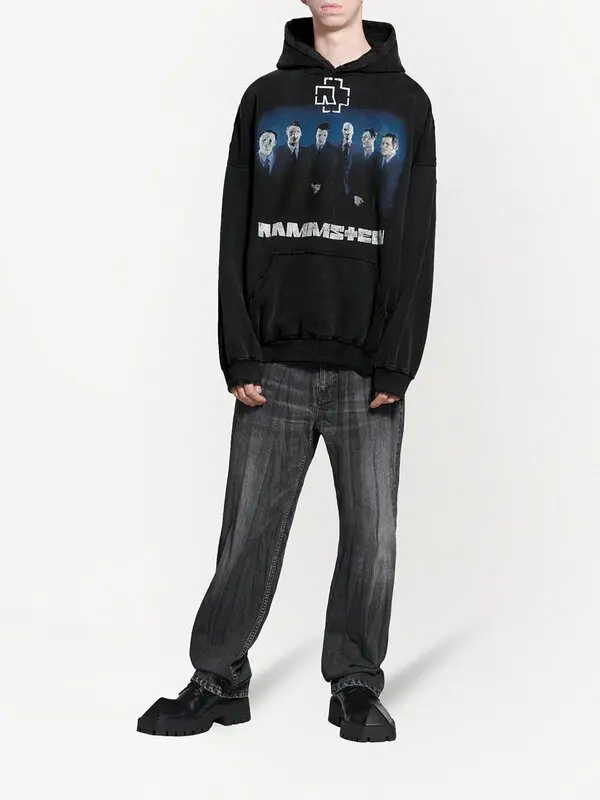 Balenciaga Rammstein Drop-Shoulder Hoodie - Black | Editorialist