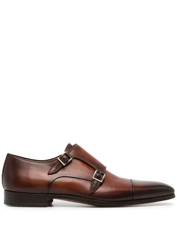 Magnanni Double-buckle Monk Shoes - Brown