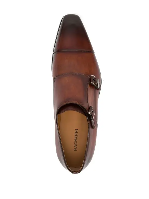 Magnanni Double-buckle Monk Shoes - Brown