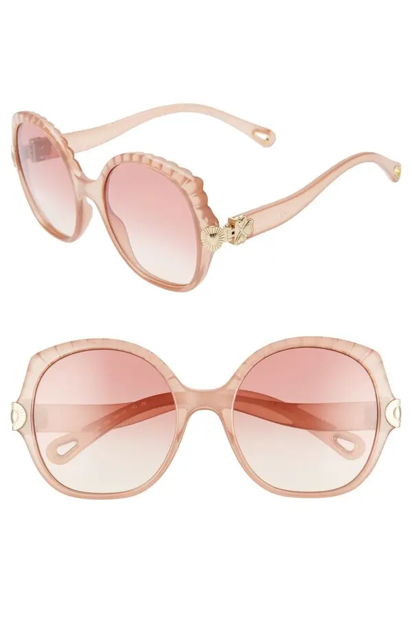 Chloé Vera 56mm Seashell Shape Sunglasses - Nude/ Pink  display picture 2