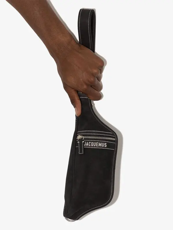 Jacquemus Black Leather Belt Bag with Gold Zip and Logo Jacquemus La Banane Leather Belt Bag - Green | Editorialist main image 2