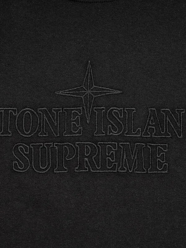 Supreme X Stone Island Embroidered-logo T-shirt - Black