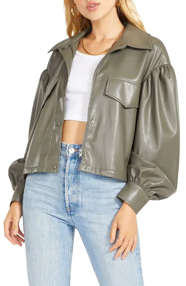 Steve Madden Bb Dakota Love On Balloon Sleeve Faux Leather Jacket