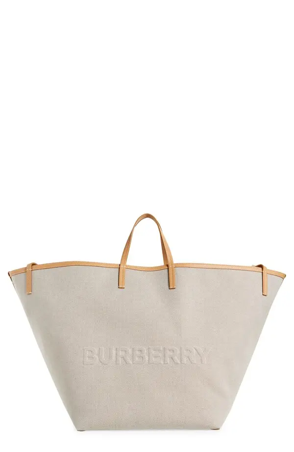 Burberry X-large Beach Logo Canvas Tote Brown