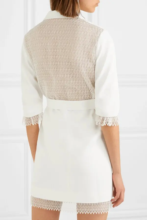 Rime Arodaky Jax Belted Lace-Trimmed Crepe Mini Dress In White - 70% Off |  Editorialist