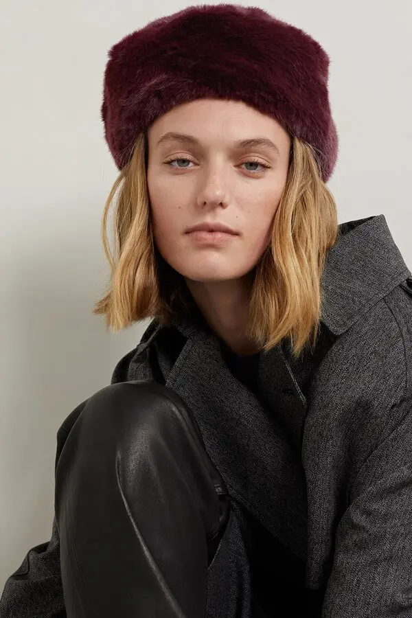 Eugenia Kim Burgundy Beret Faux fur beret Eugenia Kim Burgundy size 23.6 Inches in Faux  main image 4
