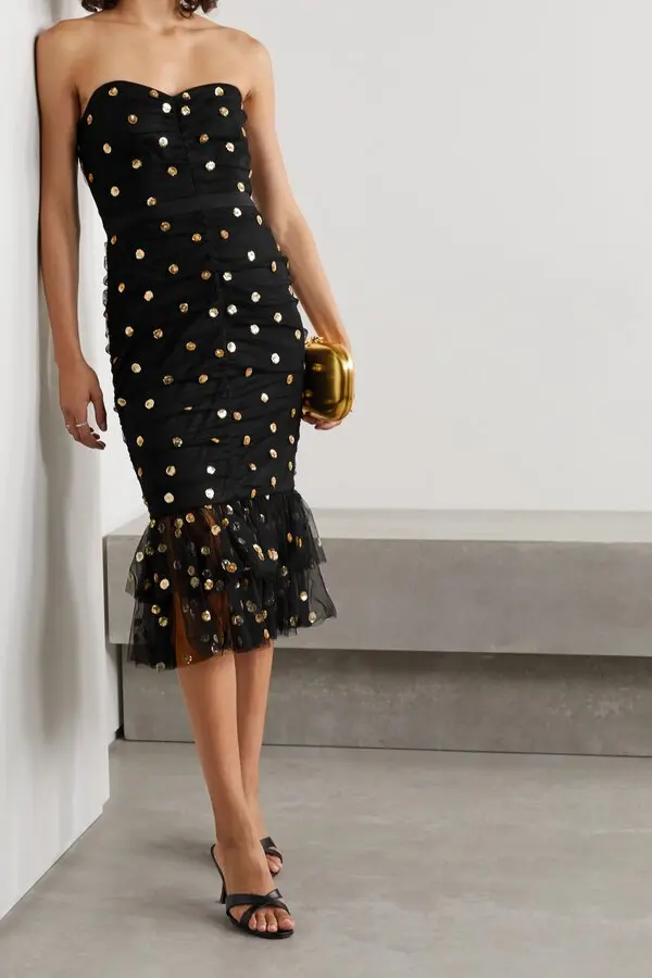 knee length dresses for ladies Marchesa Notte Midi Dress, 2 / Black main image 0