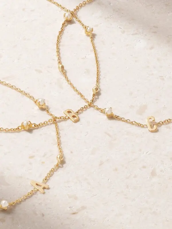 STONE AND STRAND Initial 14-karat Pearl Bracelet - Gold