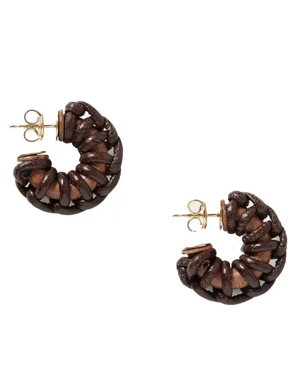Bottega Veneta Leather, Wood And Gold-tone Earrings