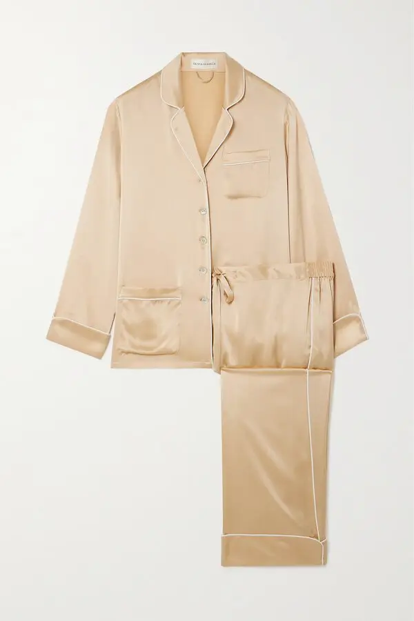 Olivia Von Halle Coco Silk-satin Pajama Set - Neutrals